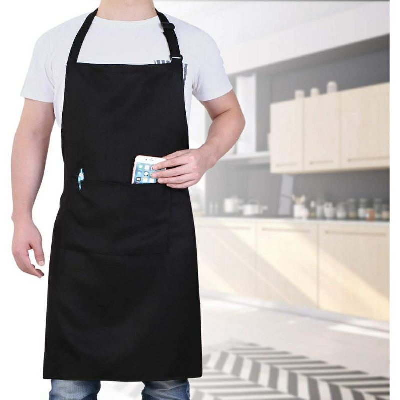 Jual Apron Waterproof Celemek Masak Dapur Pria Wanita Chef Pelayan Cafe ...