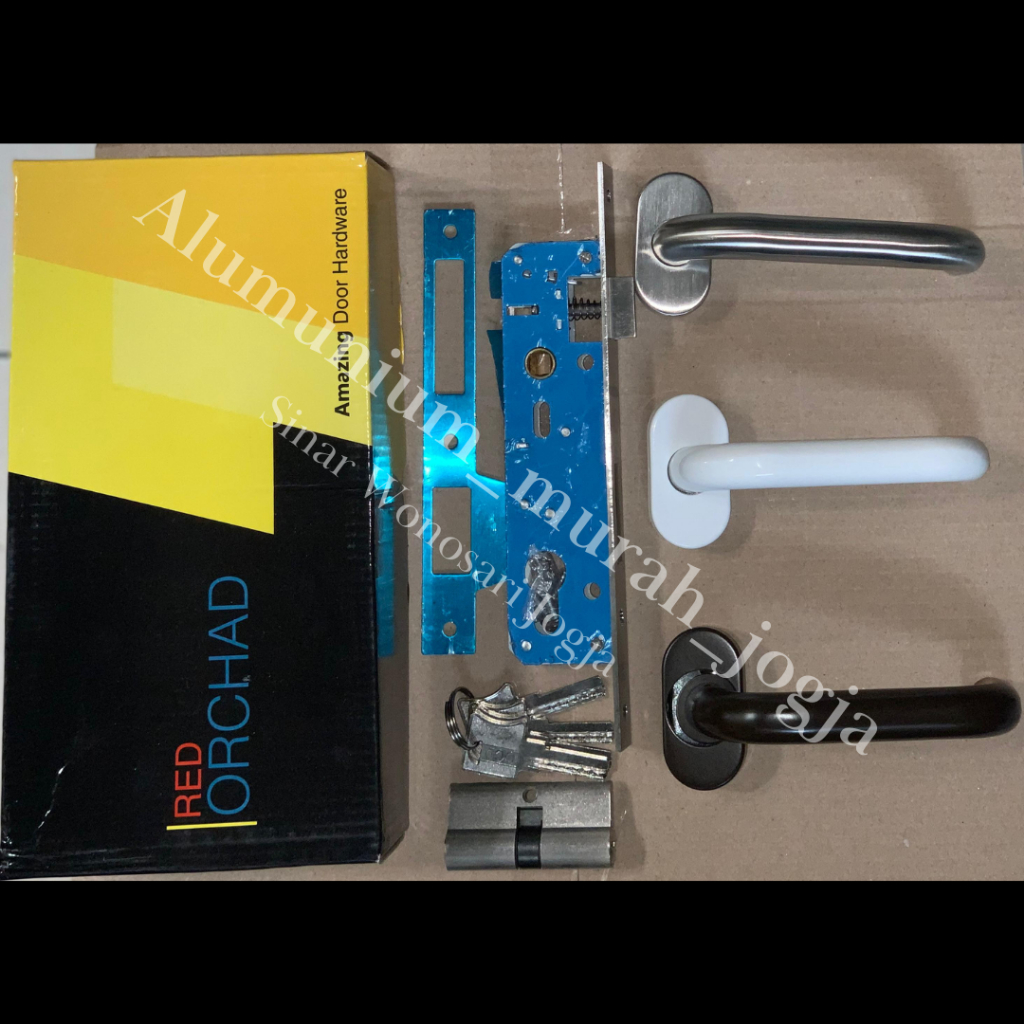 Jual Handle + Kunci Pintu Alumunium Orchard A1, Putih, Coklat ...