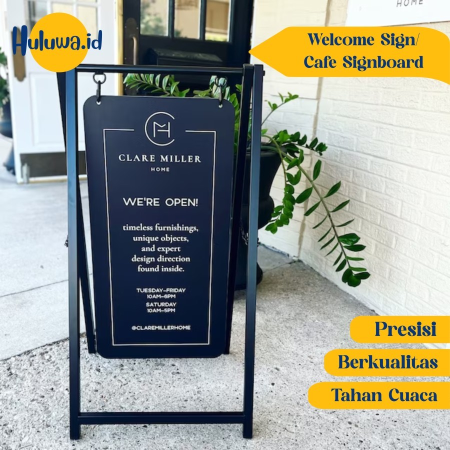 Jual Welcome Sign / Cafe Signboard / Open Hours / Floor Standing Sign ...