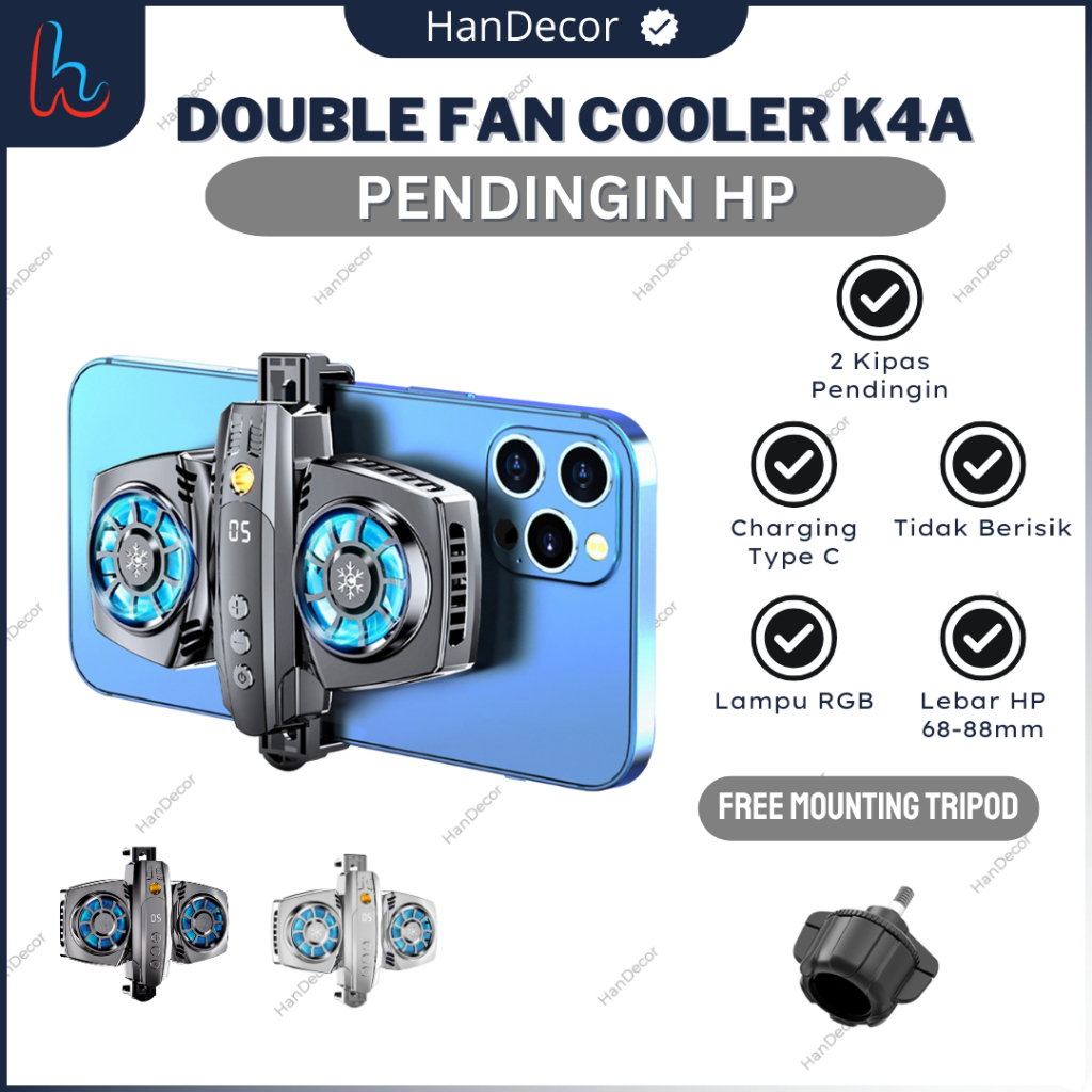 Jual Double Fan Cooler K4A Smartphone Kipas Radiator Pendingin Hp 68 ...