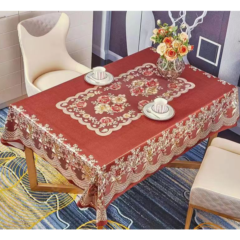 Jual Taplak Meja Gold Ukuran 150x90cm 140×180cm / Taplak Full Motif ...