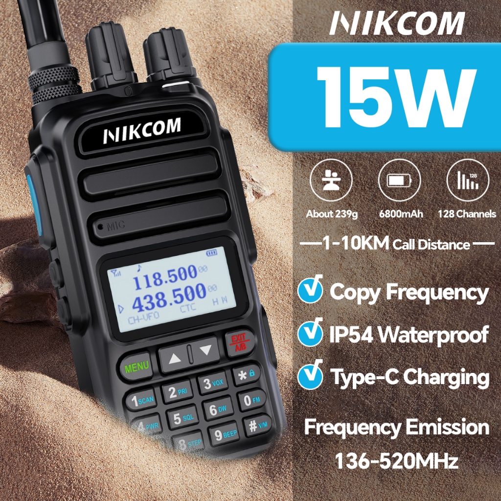 Jual HT Mini Jarak Jauh 20KM NIKCOM 370S Two Way Radio Walkie Talkie Type C Charger K-headset ...