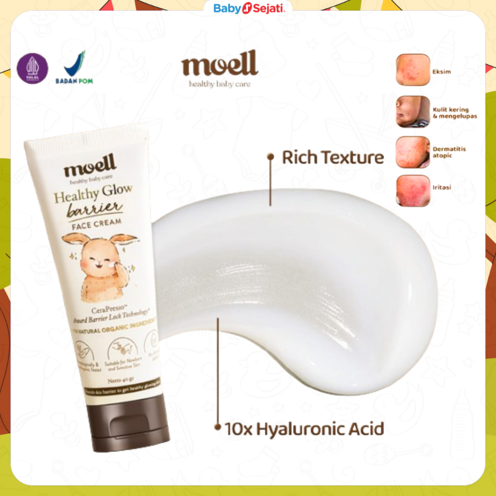Jual Moell Face Pelembab Wajah Anak Bayi 40gr Healthy Glow Barrier Face ...