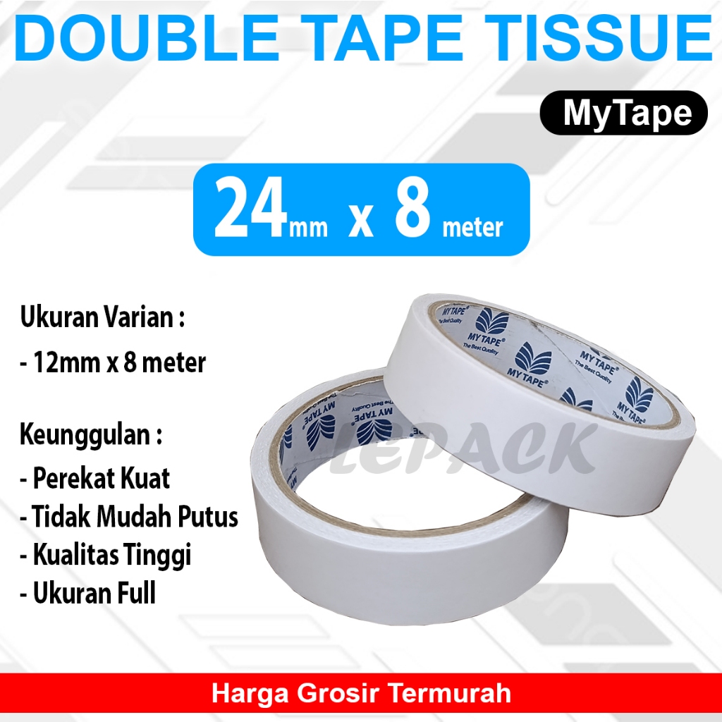 Jual Double Tape 1 inch 24mm x 8 meter Double Tip Tissue LENGKET (PCS ...