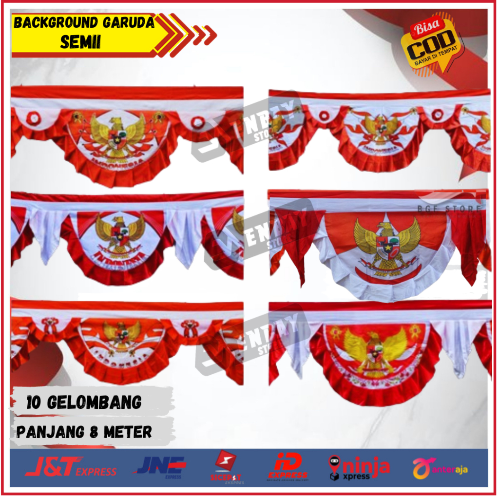 Jual BENDERA BACKGROUND GARUDA MERAH PUTIH 10 GELOMBANG | Shopee Indonesia