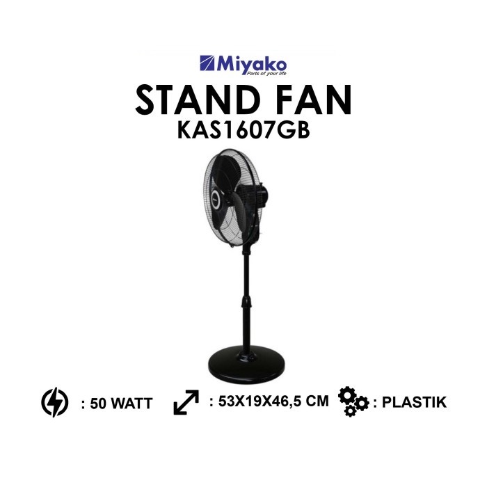 Jual Miyako KAS1607 Stand Fan 16 inch Kaki Bulat 50 Watt Design ...