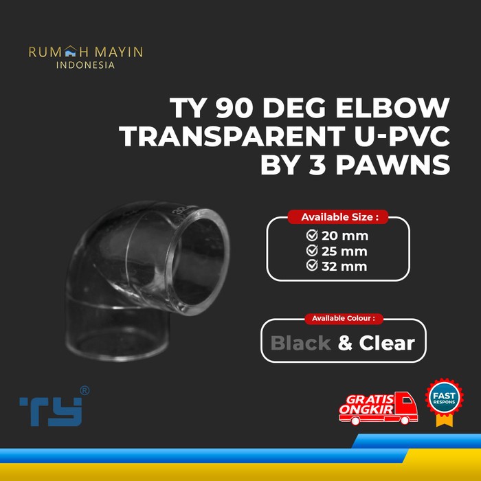 Jual TY 90 Deg Elbow Knee Transparent / Keni / L Pipa Pipe U–PVC by 3 Pawns - Knee L Bening ...