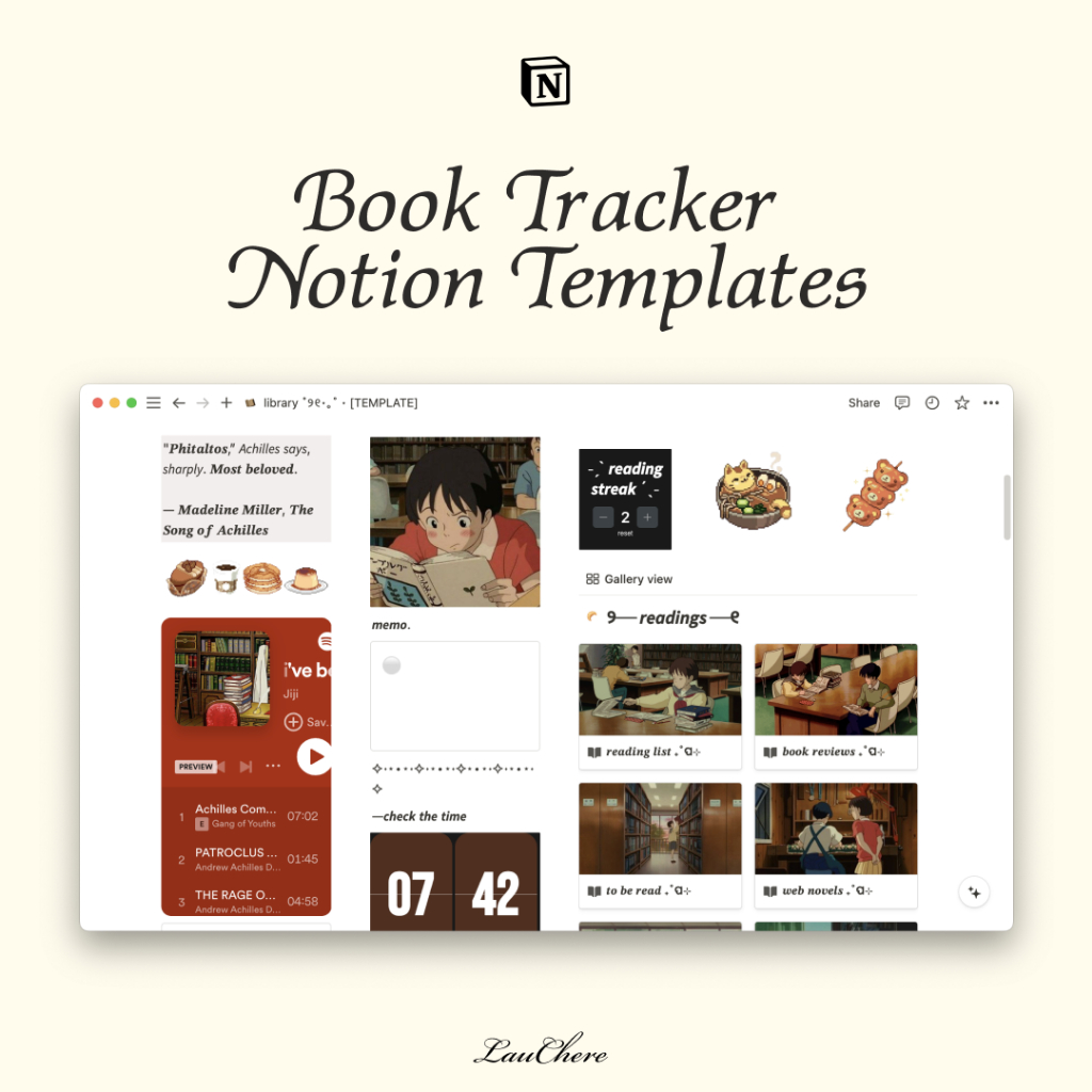 Jual Notion Book Tracker, Notion Reading Tracker, Aesthetic Notion Template Studio Ghibli ...