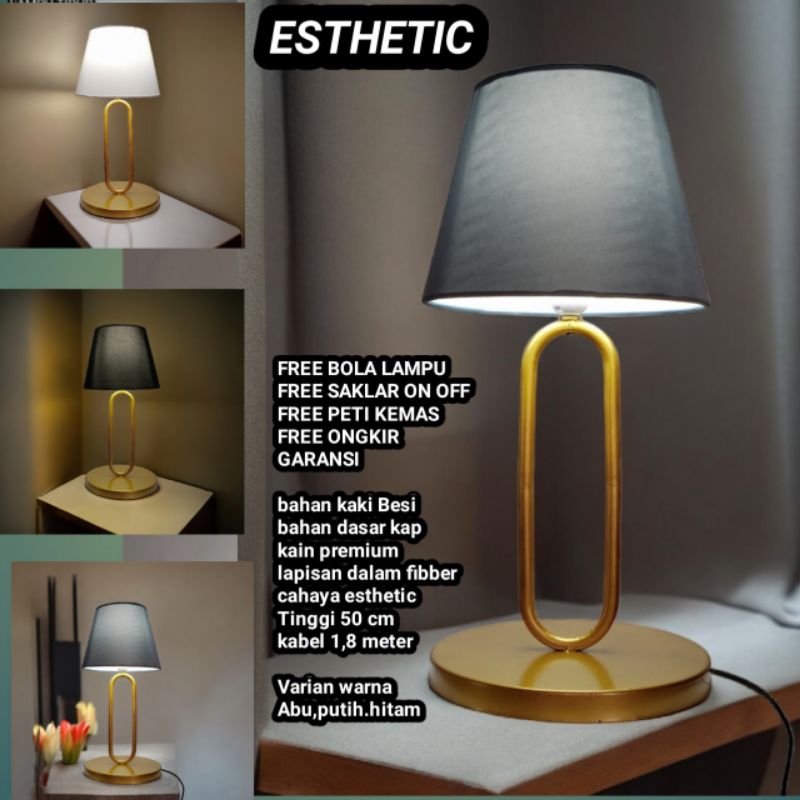 Jual Lampu meja lampu kamar tidur lampu nakas standing lamp shade kap lampu warna putih motif ...