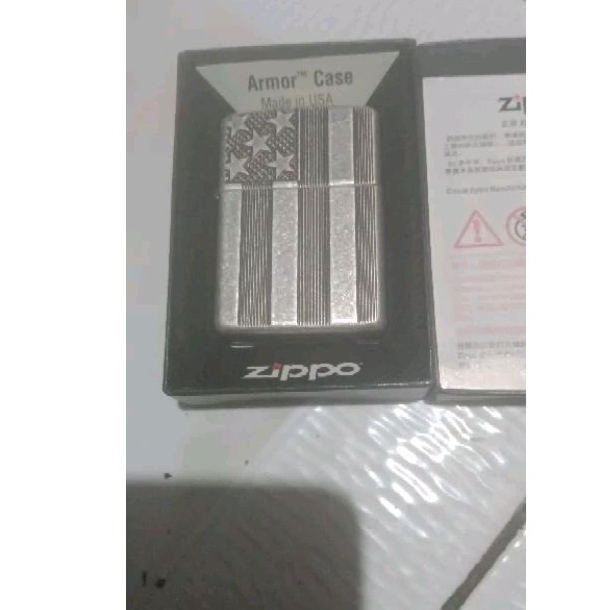 Jual zippo armour antique silver plate USA. flag | Shopee Indonesia