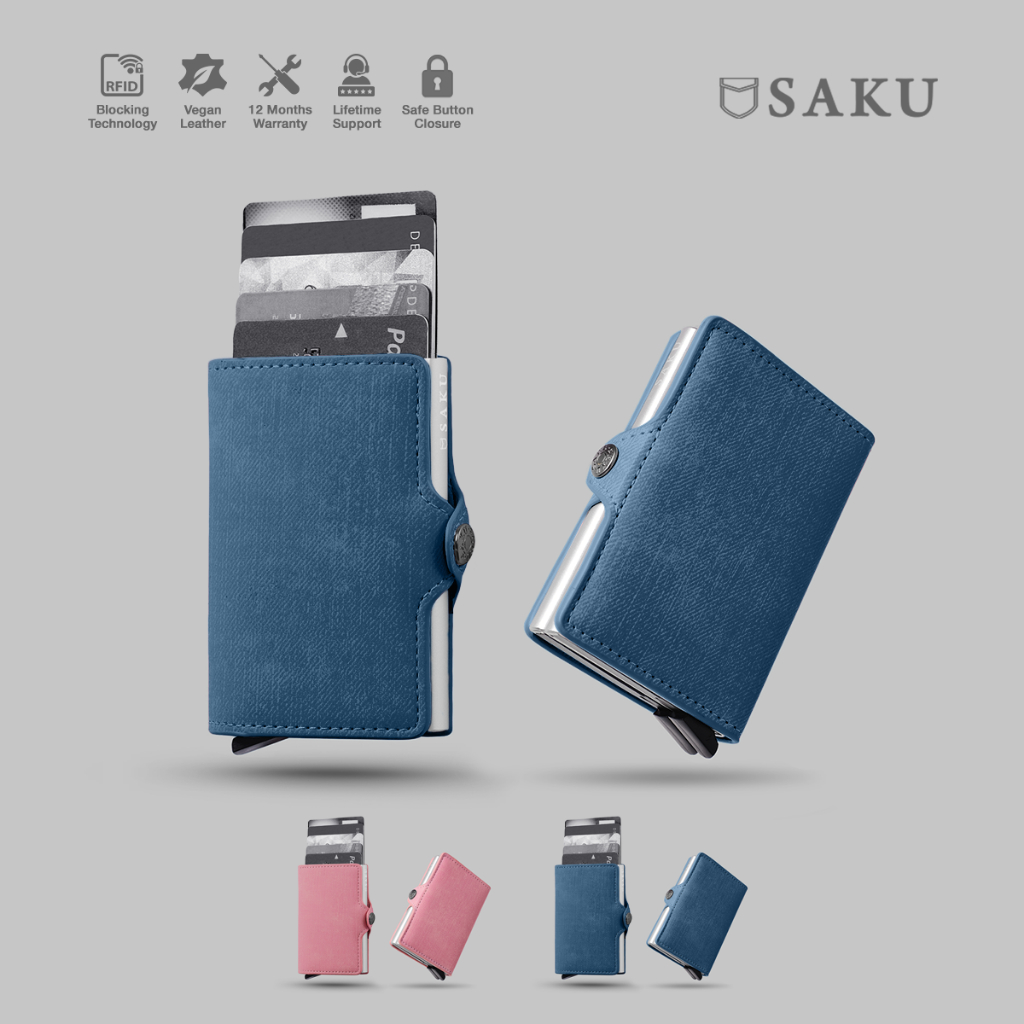 Jual SAKU Dompet Kartu Anti Rfid Card Holder Mini Smart Wallet Denim ...