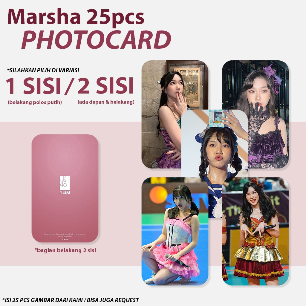 Jual Photocard 2R 25 PCS MARSHA MUTHEE OLLA ONIEL ZEE JKT48 ARTPAPER PHOTO GLOSSY 1SISI ATAU ...
