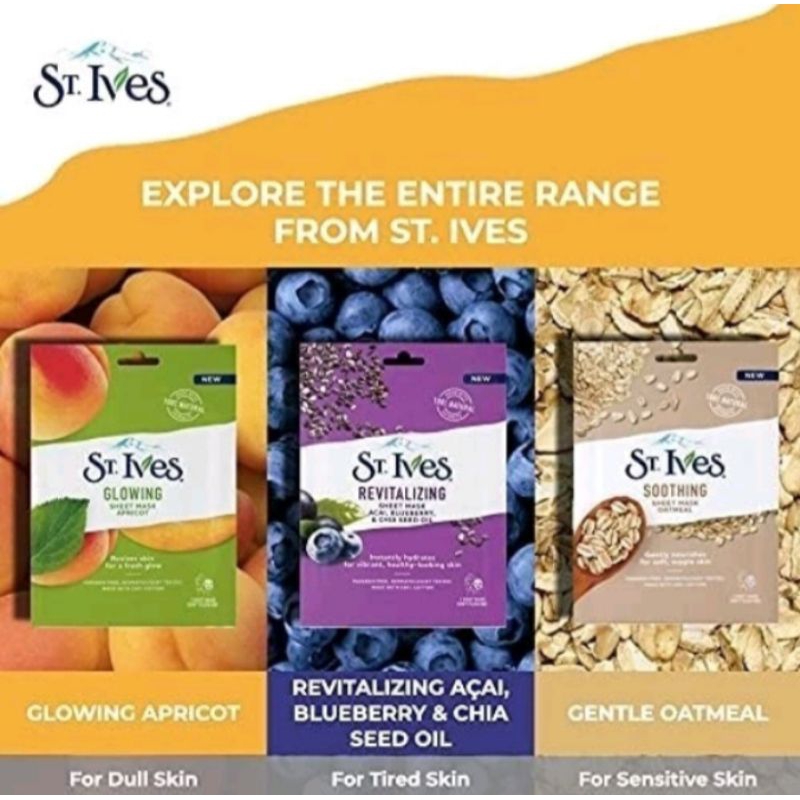 Jual ST. Ives Sheet 1sheet Mask/Revitalizing/Glowing | Shopee Indonesia