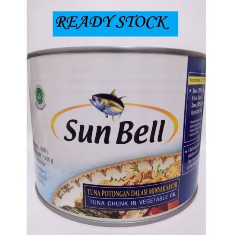 Jual Sun bell tuna chunk in vegetable oil 1800gr (kaleng besar ...