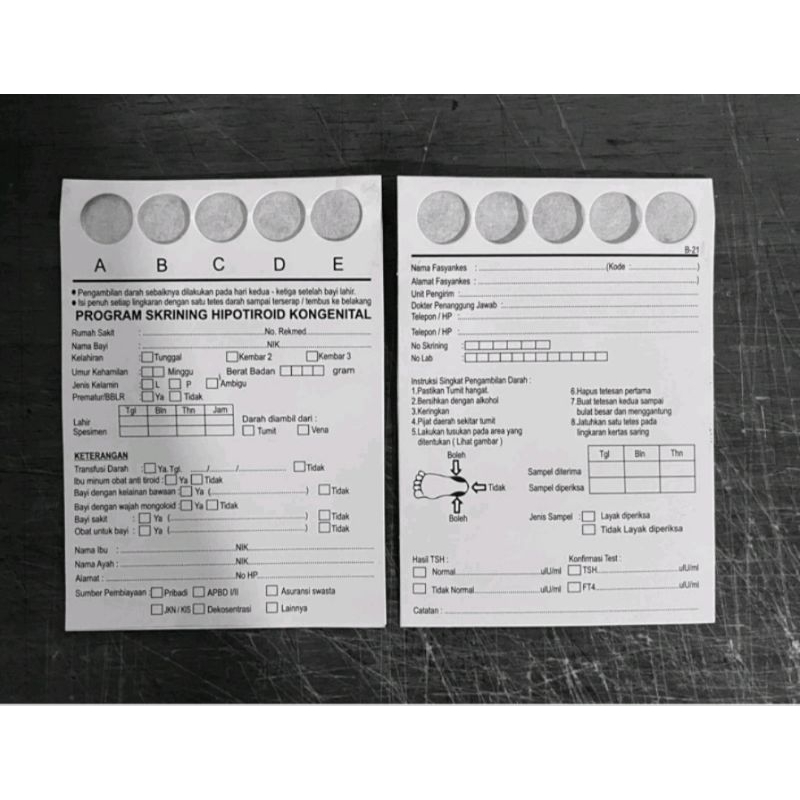 Jual Kartu SHK / Kertas SHK / Kertas skrining hipotiroid kongenital ...