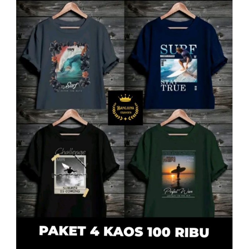 Jual SPESIAL 4 KAOS 99 RIBU, KAOS MOTIF SURFING, KAOS MBN, KAOS SEMI KATUN 24 S,KAOS PRIA DISTRO ...