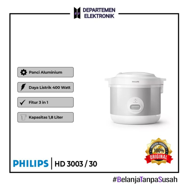 Jual PHILIPS HD3003/30 RICE COOKER 1.8 LITER - GARANSI RESMI | Shopee ...