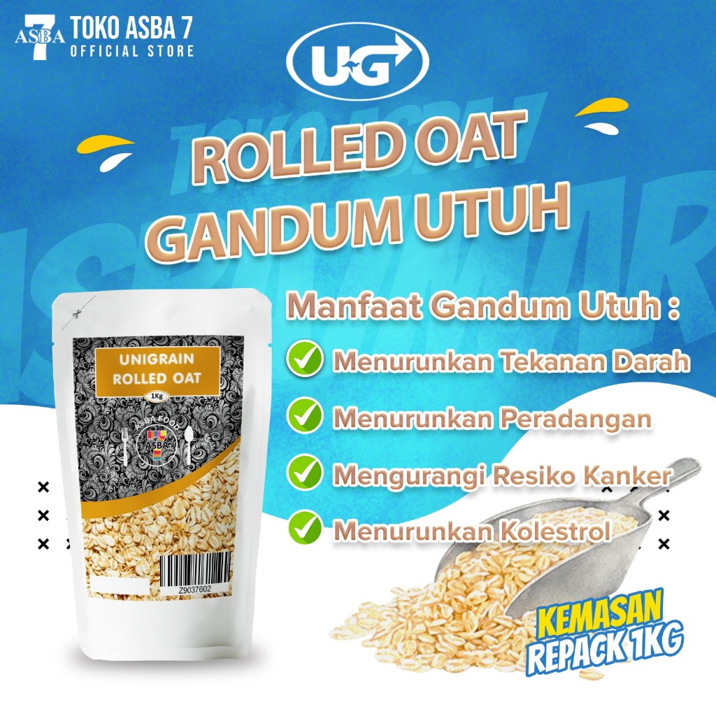 Jual UNIGRAIN ROLLED OAT REPACK 1KG | Shopee Indonesia