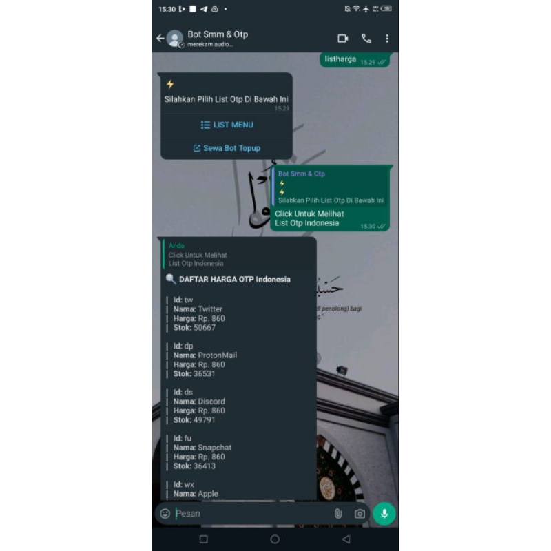 Jual BOT ORDER OTP OTOMATIS & DEPOSIT OTOMATIS | Shopee Indonesia