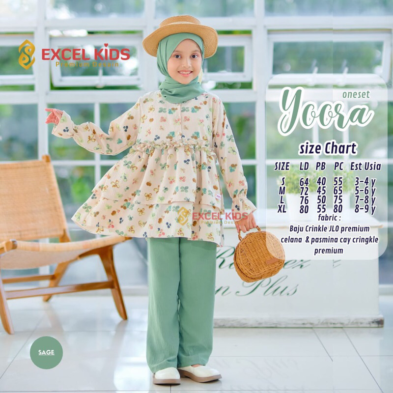 Jual Setelan Anak Perempuan Terbaru Free Hijab | Yoora One Set by Excel ...