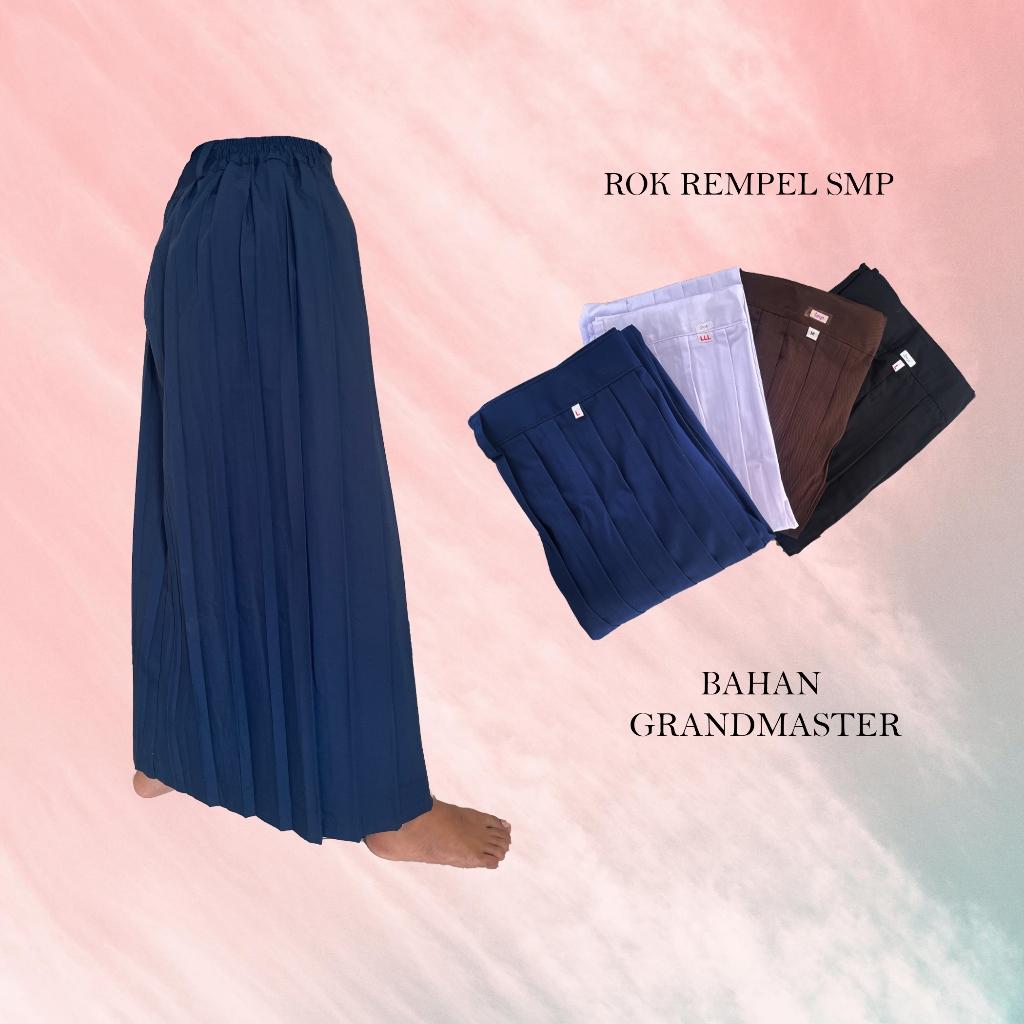 Jual Rok Seragam Sekolah SMP Panjang Rempel Rok Biru Hitam Putih Coklat ...