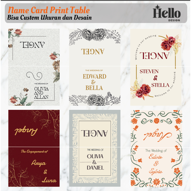 Jual CUSTOM TABLE NAME TENT CARD / WISH CARD- TABLE DECOR/ KARTU NAMA ...
