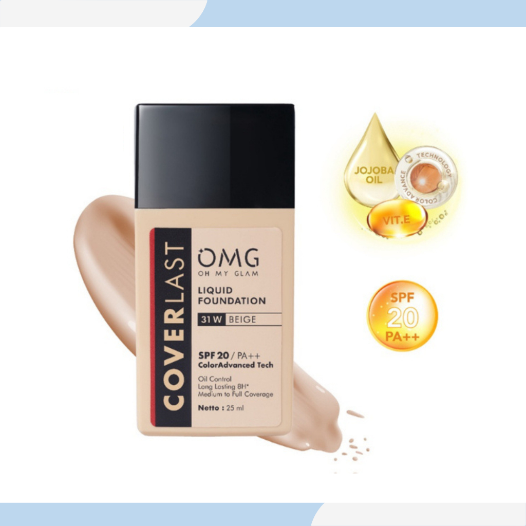Jual OMG Oh My Glam Coverlast Liquid Foundation SPF 20 PA++ 25ml | Alas ...