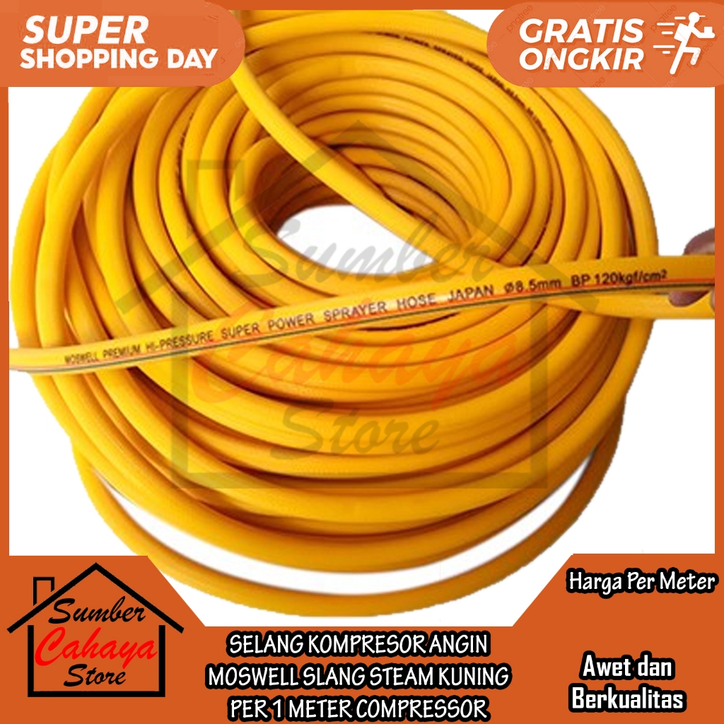 Jual Moswell Selang Air Angin 8.5 MM Per 1 Meter Slang Angen Air Hose Tekanan Tinggi Komperesor ...