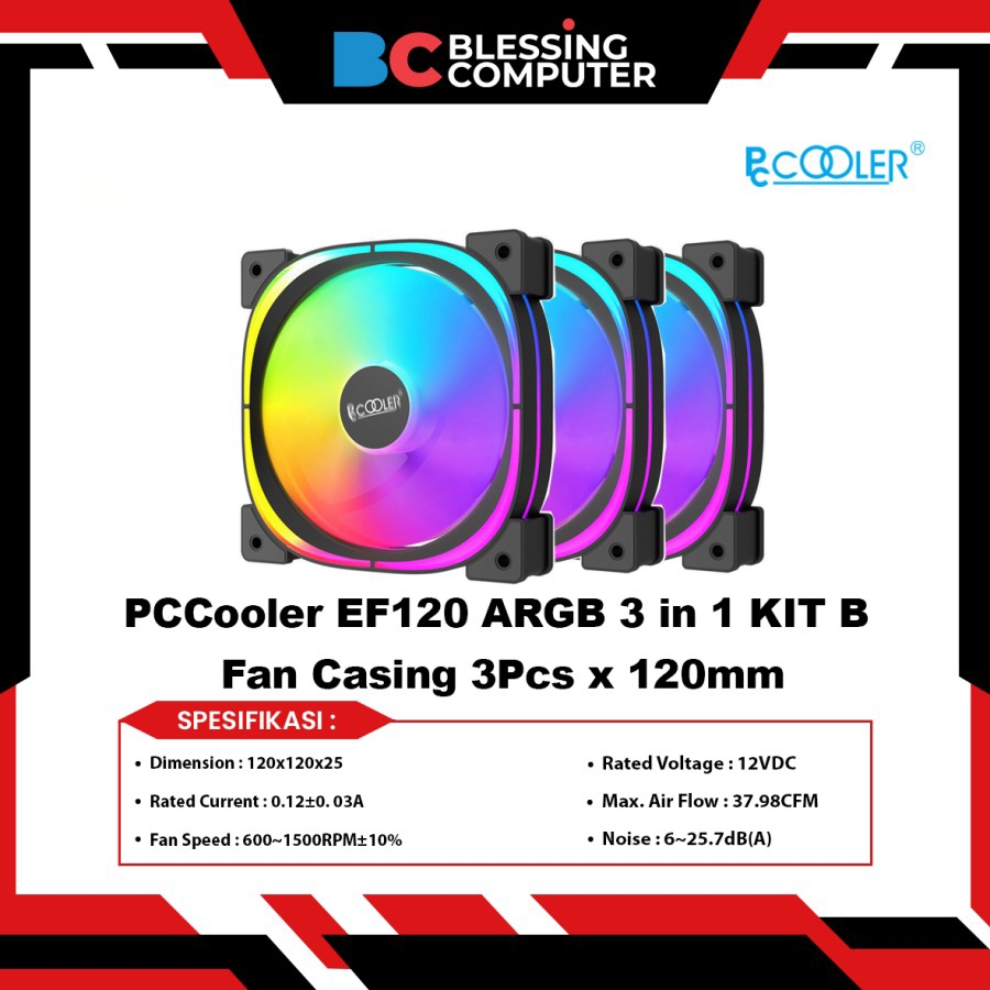 Jual PCCooler EF120 ARGB 3 in 1 KIT B Fan Casing 3Pcs x 120mm | Shopee Indonesia