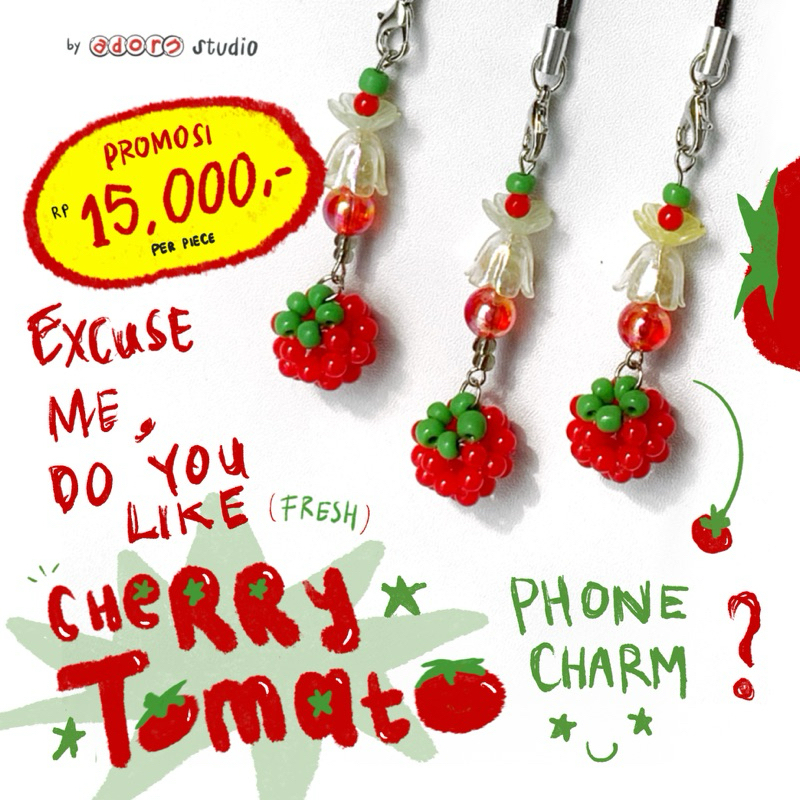 Jual ★ADORN STUDIO★ Cherry Tomato Phone Charm | Phonestrap Gantungan Hp Tomat | Shopee Indonesia