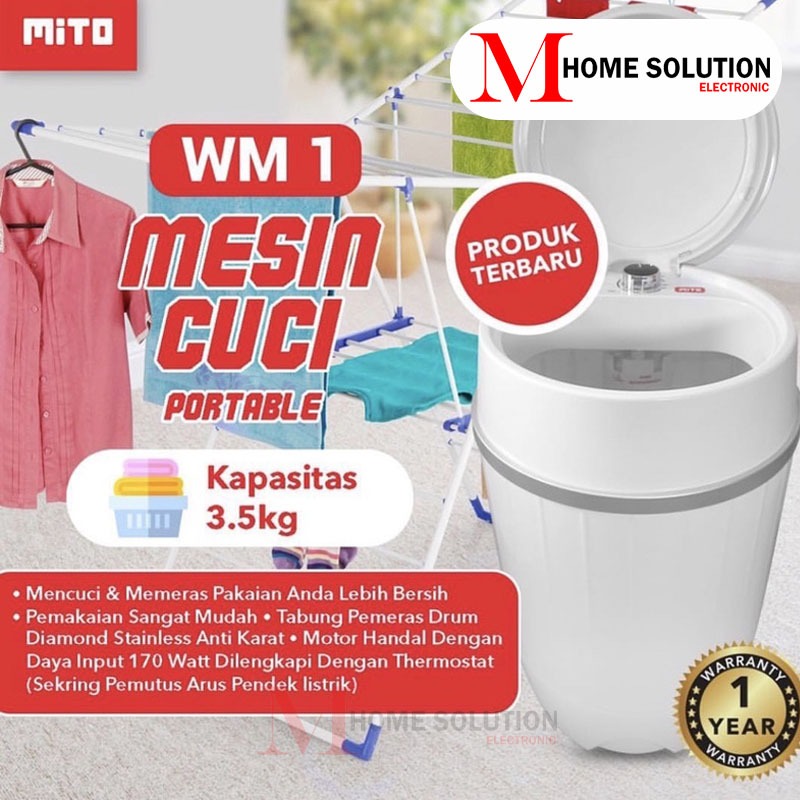 Jual MESIN CUCI MITO PORTABLE - WM1 - 3,5KG - MESIN CUCI MINI PORTABLE ...