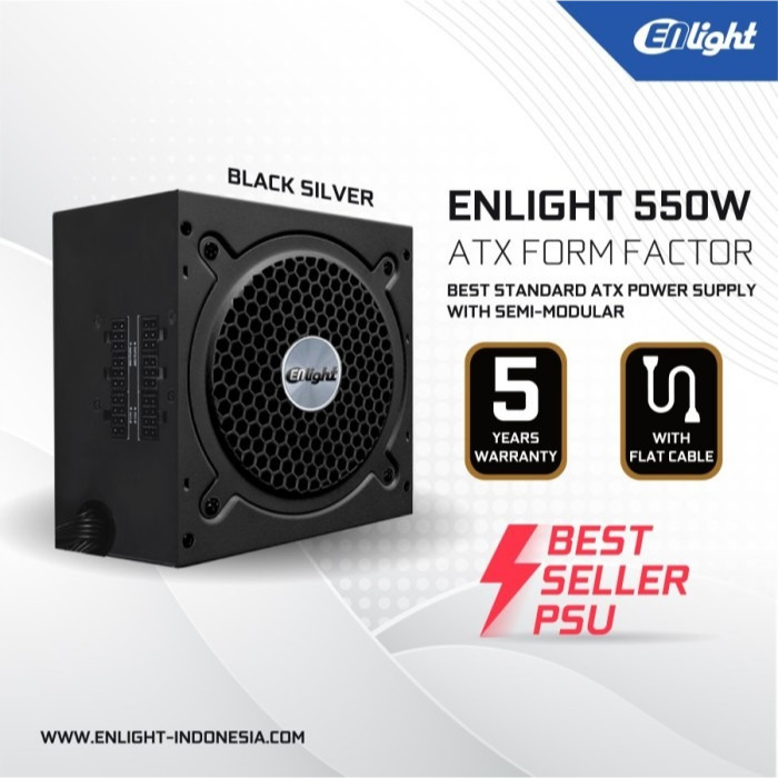 Jual Power Supply ENLIGHT 550W 80+ Bronze Modular - Black 550watt 550 ...