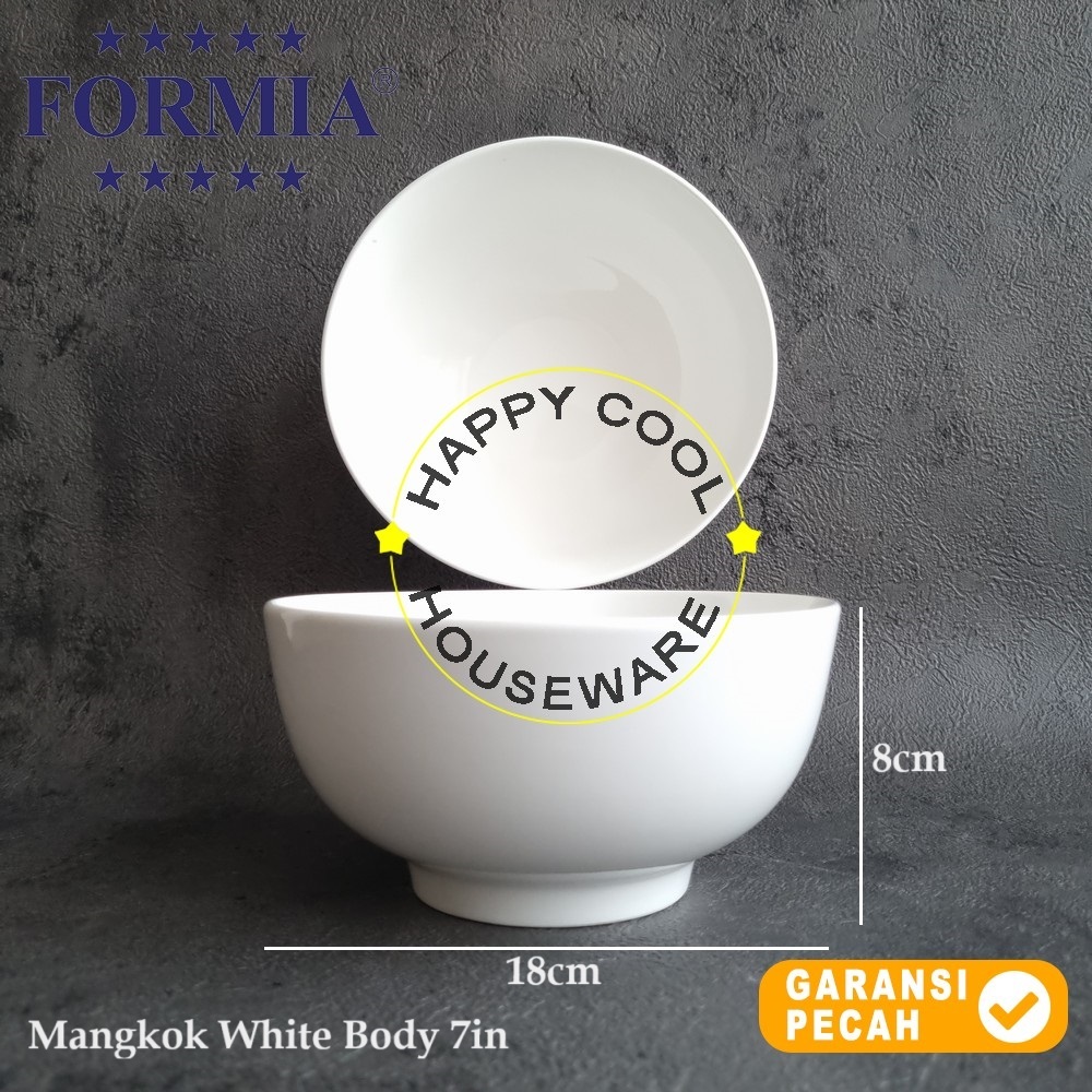 Jual FORMIA 1pcs 7 inch White Body Bowl Keramik Mangkok Keramik Putih Polos Horeka 18cm | Shopee ...