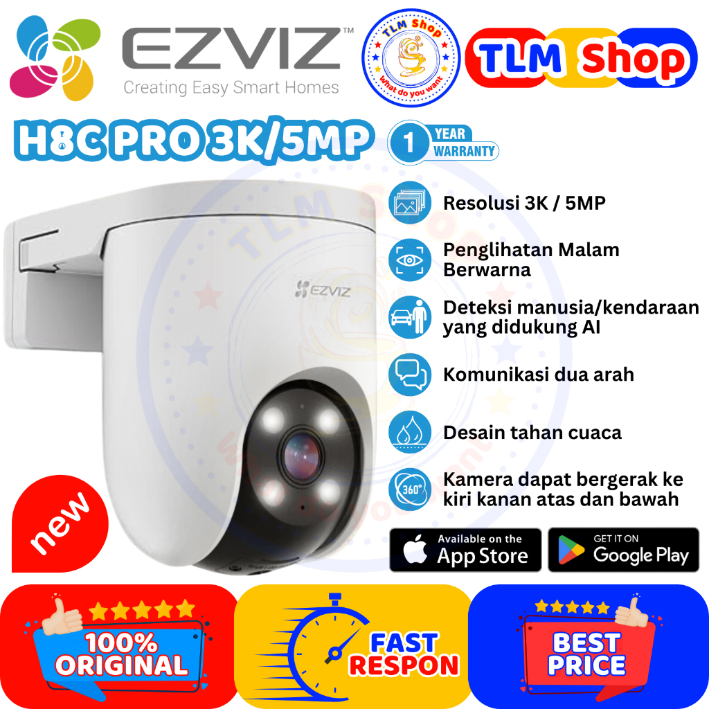 Jual EZVIZ H8C Pro 3K 5MP Smart Home Wifi IP Camera CCTV Outdoor Pan & Tilt 1440p | Shopee Indonesia