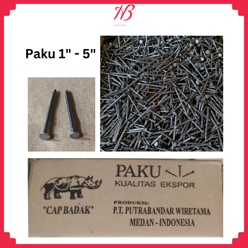 Jual Paku Besi / Paku Kayu Cap Badak 1" / 1½" / 2" / 2½" / 3" / 4" / 5 ...