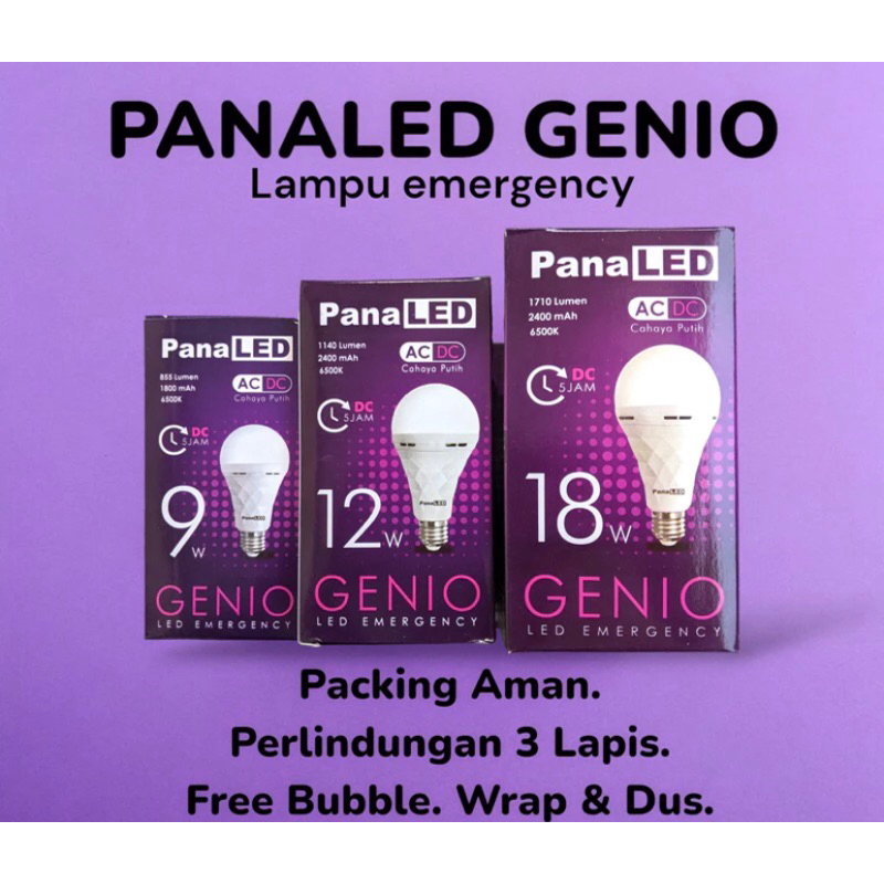 Jual Panaled Genio Lampu Led Emergency 9 Watt / 12 Watt / 18 Watt ...