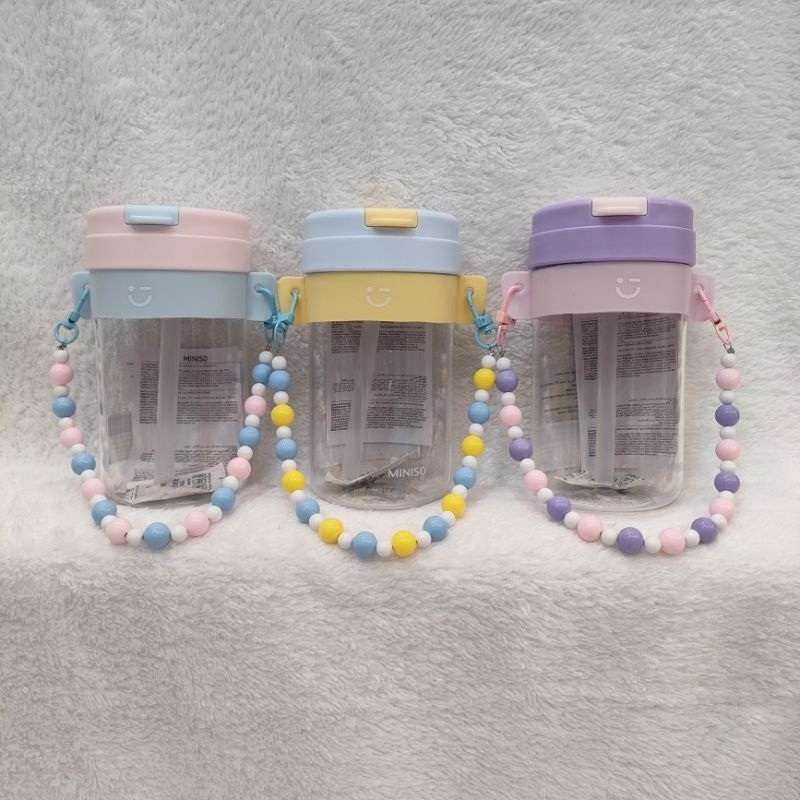 Jual Official BALI MINISO Letter Series Flip-lid Plastic Bottle 500ml/560ml Botol Minum Plastik ...