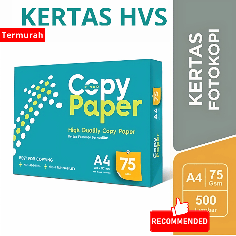 Jual Kertas HVS A4 75 gram / gsm Merk Copy Paper Fotocopy Print 1 rim KUARTO / FOLIO murah 500 ...