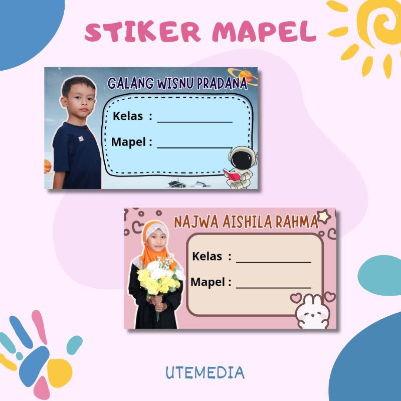 Jual stiker mapel label nama custom foto dan nama untuk buku tulis ...