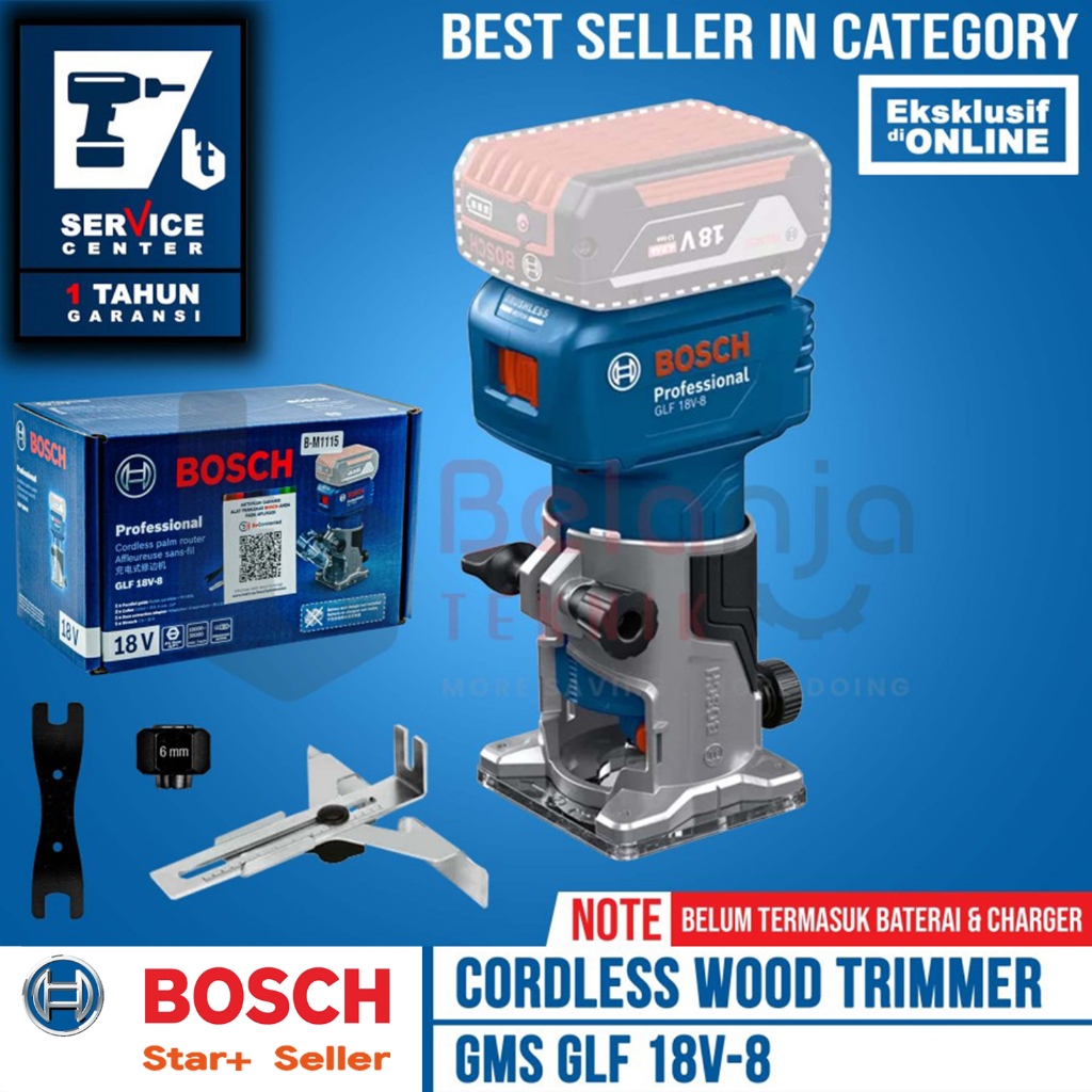 Jual Bosch Mesin Router Profil Kayu Baterai GLF 18V-8 Wood Trimmer ...