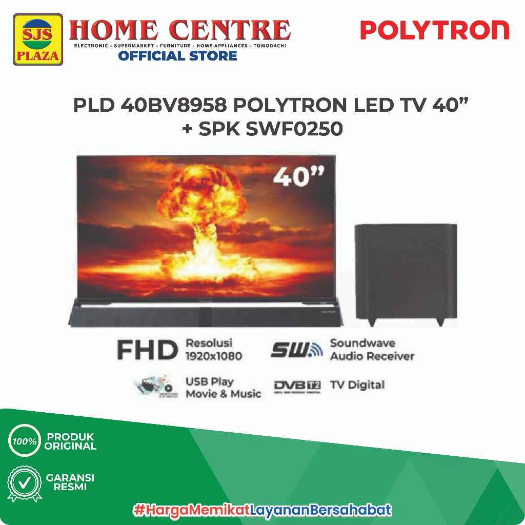 Jual Polytron LED TV 40 Inch Full Soundbar Subwoofer HD PLD-40BV8958 ...