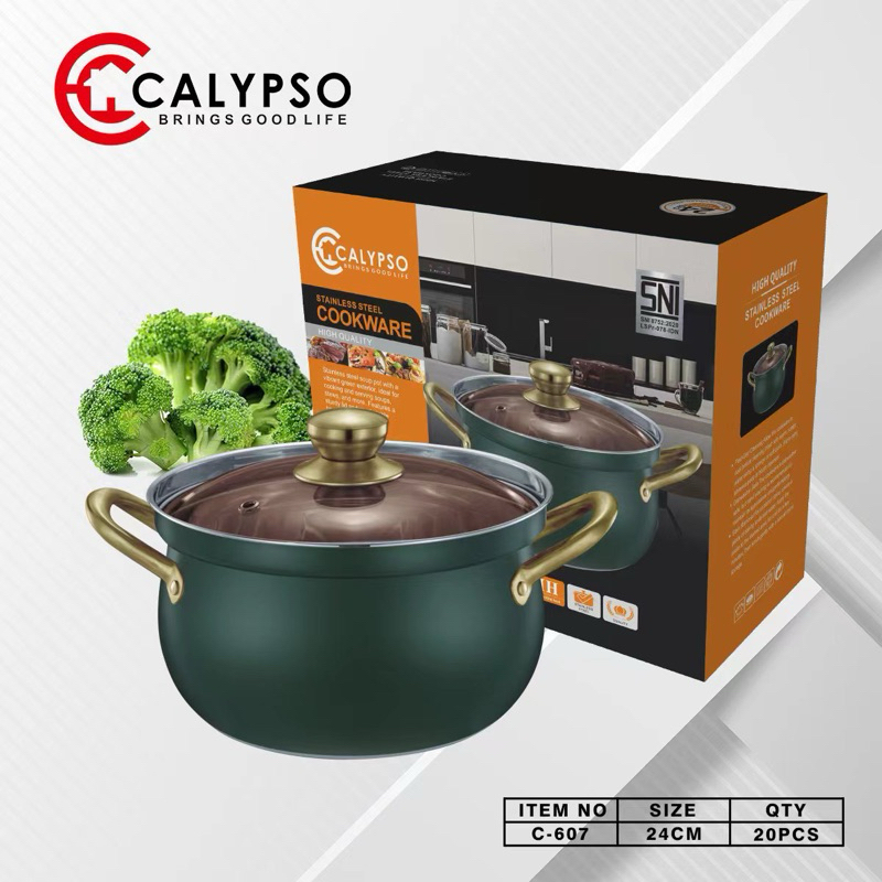 Jual CALYPSO PANCI SOUP STAINLESS WARNA HIJAU MEWAH JUMBO 24 CM ...