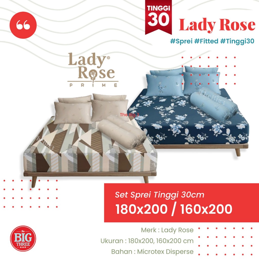 Jual Lady Rose Prime Sprei 180x200 / 160x200 Tinggi 30 cm Motif Argil ...