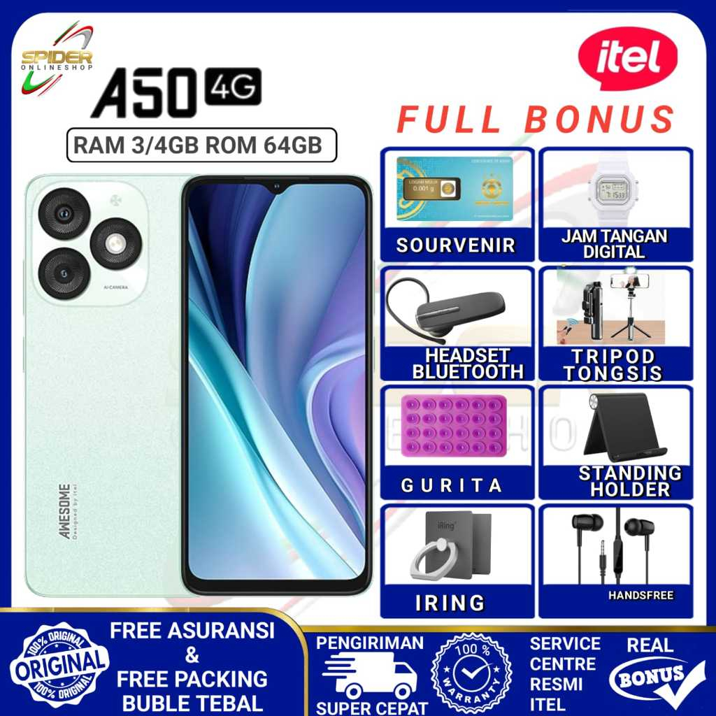 Jual HP ITEL A50 4G RAM 3/64GB | 4/64GB GARANS RESMI INDONESIA | Shopee ...
