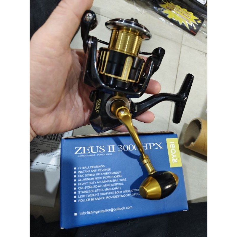 Jual reel pancing zeus II hpx dus biru power handel | Shopee Indonesia