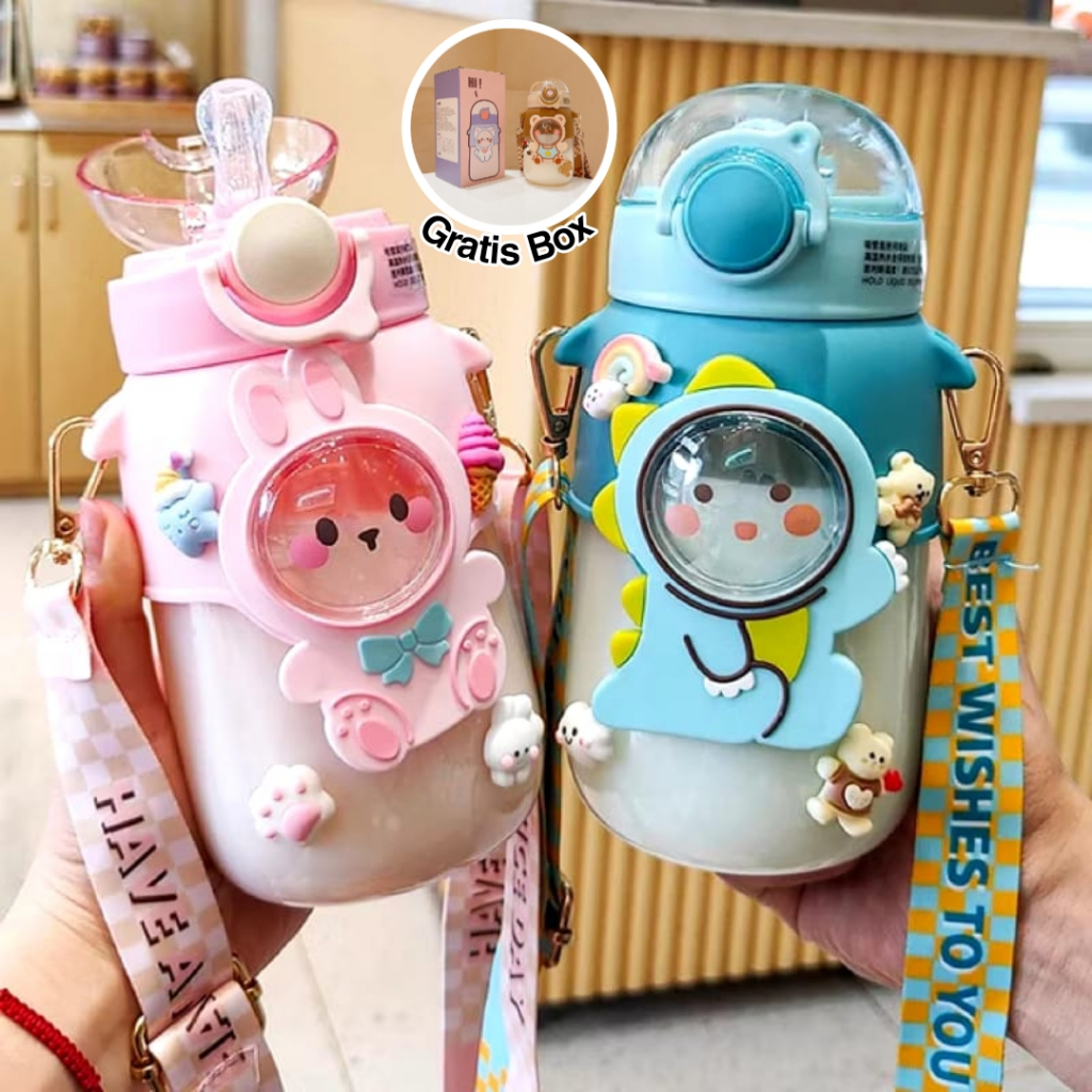 Jual BOTOL MINUM ANAK LUCU MOTIF KARTUN 720ml BONUS TALI PANJANG BPA ...