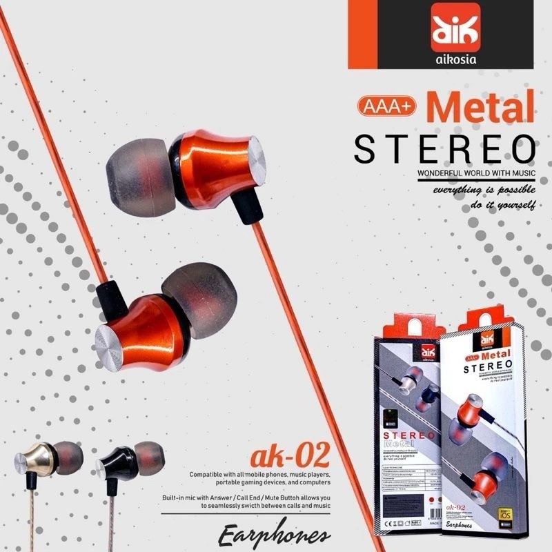 Jual HANDSFREE AIKOSIA MODEL AK 02+ METAL PREMIUM HIFI SOUND SUPER BASS ...
