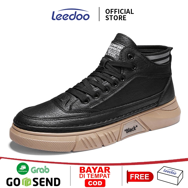 Jual Leedoo Sepatu Kerja Cowok Kekinian Casual Sepatu Sneakers Kulit Pria Sepatu Kuliah MC466 ...