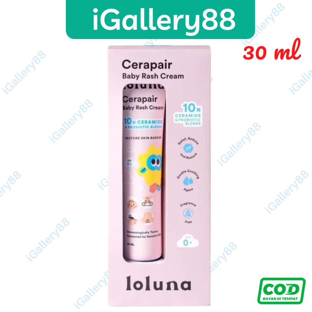 Jual Loluna Cerapair Baby Rash Cream 30ml - Krim anti ruam, iritasi dan ...