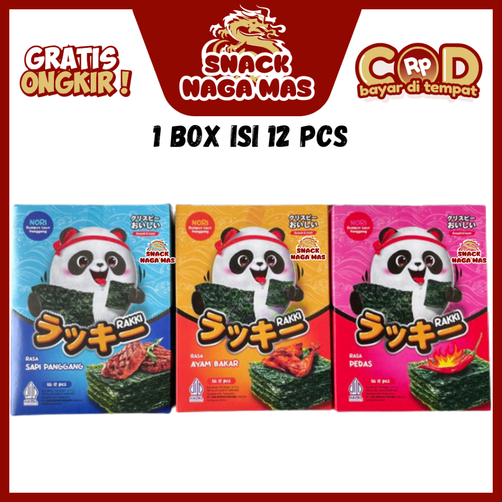 Jual RAKKI PANDA NORI BOX CEMILAN RUMPUT LAUT [1 BOX ISI 12 PCS ...